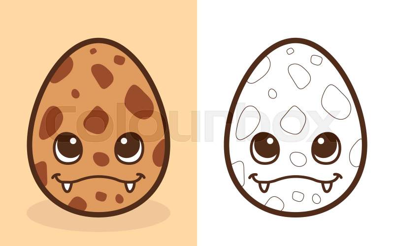 Cute cartoon dinosaur egg. Coloring page, coloring book. Vec | Colourbox