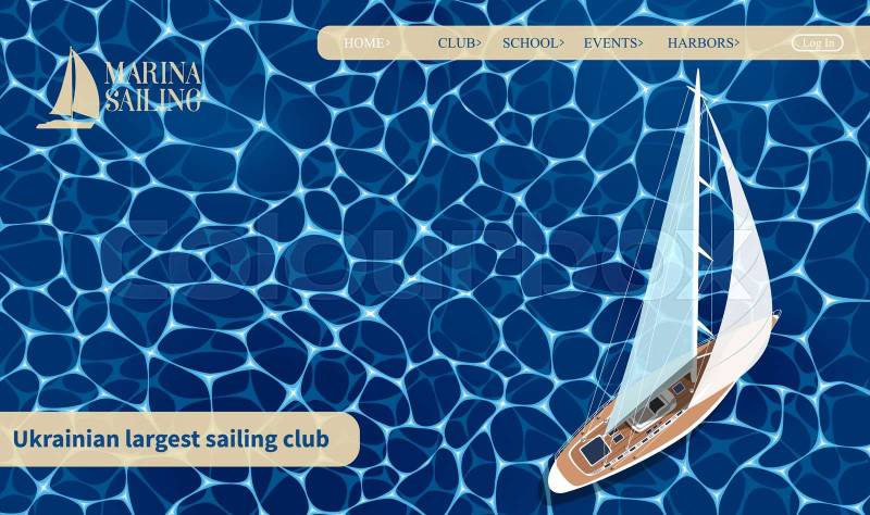 Yachting club banners set. Top view sail boat on deep blue s | Colourbox